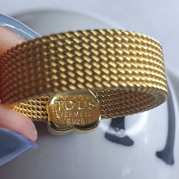 Tous | Jewelry | Tous Goldcolored Ip Steel Mesh Color Ring With ...